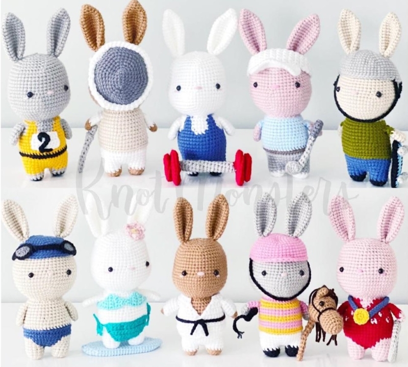 10 Bunny Olympics Bundle amigurumi pattern - Amigurumi.com