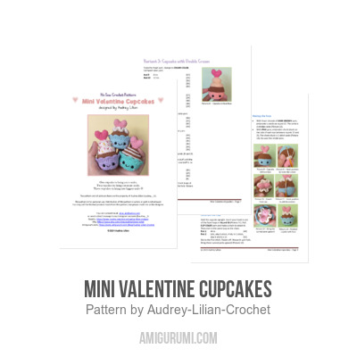 Mini Valentine Cupcakes amigurumi pattern - Amigurumi.com