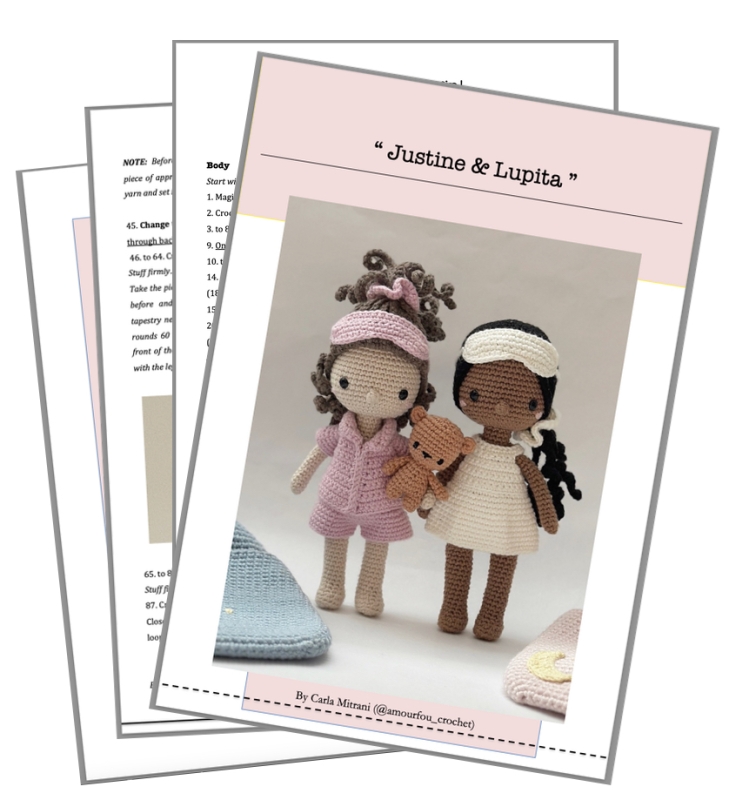 Justine's & Lupita's Slumber Party amigurumi pattern - Amigurumi.com