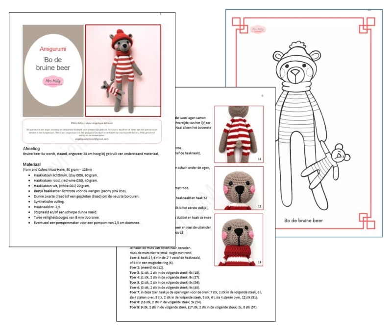 Long Leg brown bear Bo amigurumi pattern - Amigurumi.com