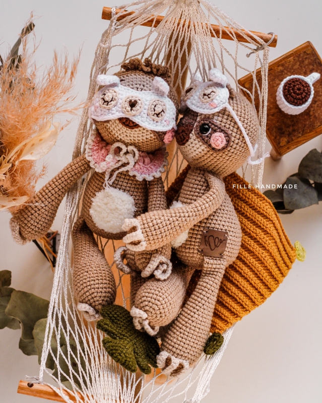 Lucian the Sloth with accessories amigurumi pattern - Amigurumi.com