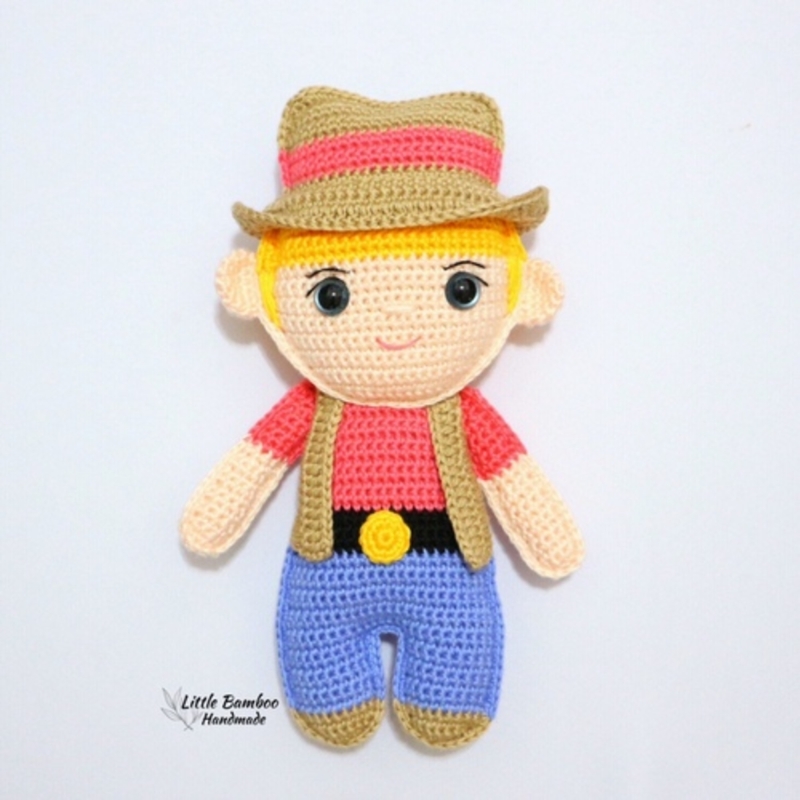 Cowboy Ragdoll amigurumi pattern - Amigurumi.com