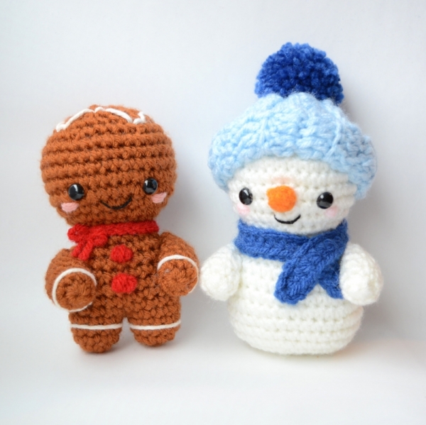 Gingerbread Man and Snowman amigurumi pattern - Amigurumi.com