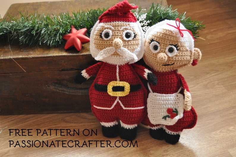 Mrs.Santa Claus and Mr.Santa Claus ragdoll amigurumi pattern ...