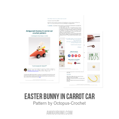 Easter bunny in carrot car amigurumi pattern - Amigurumi.com