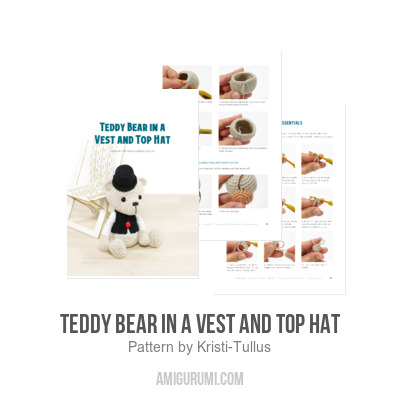 Teddy Bear in a Vest and Top Hat amigurumi pattern - Amigurumi.com