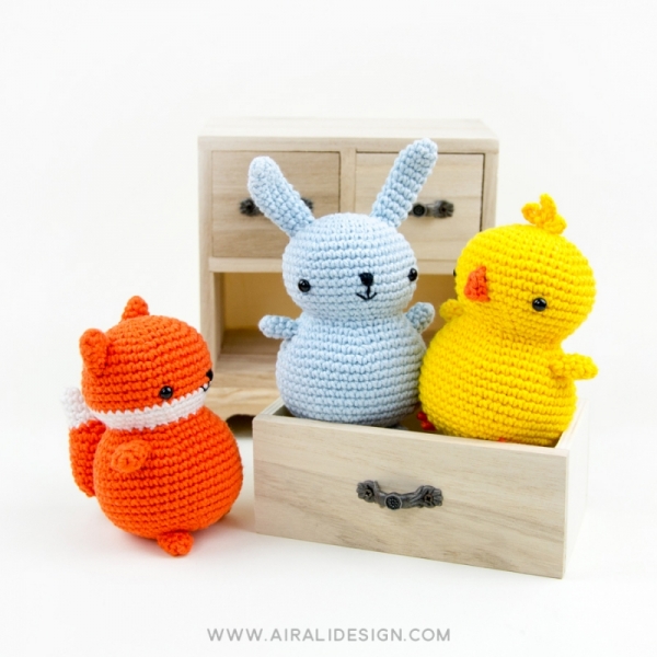 Chubby friends: bunny, chick and fox amigurumi pattern - Amigurumi.com